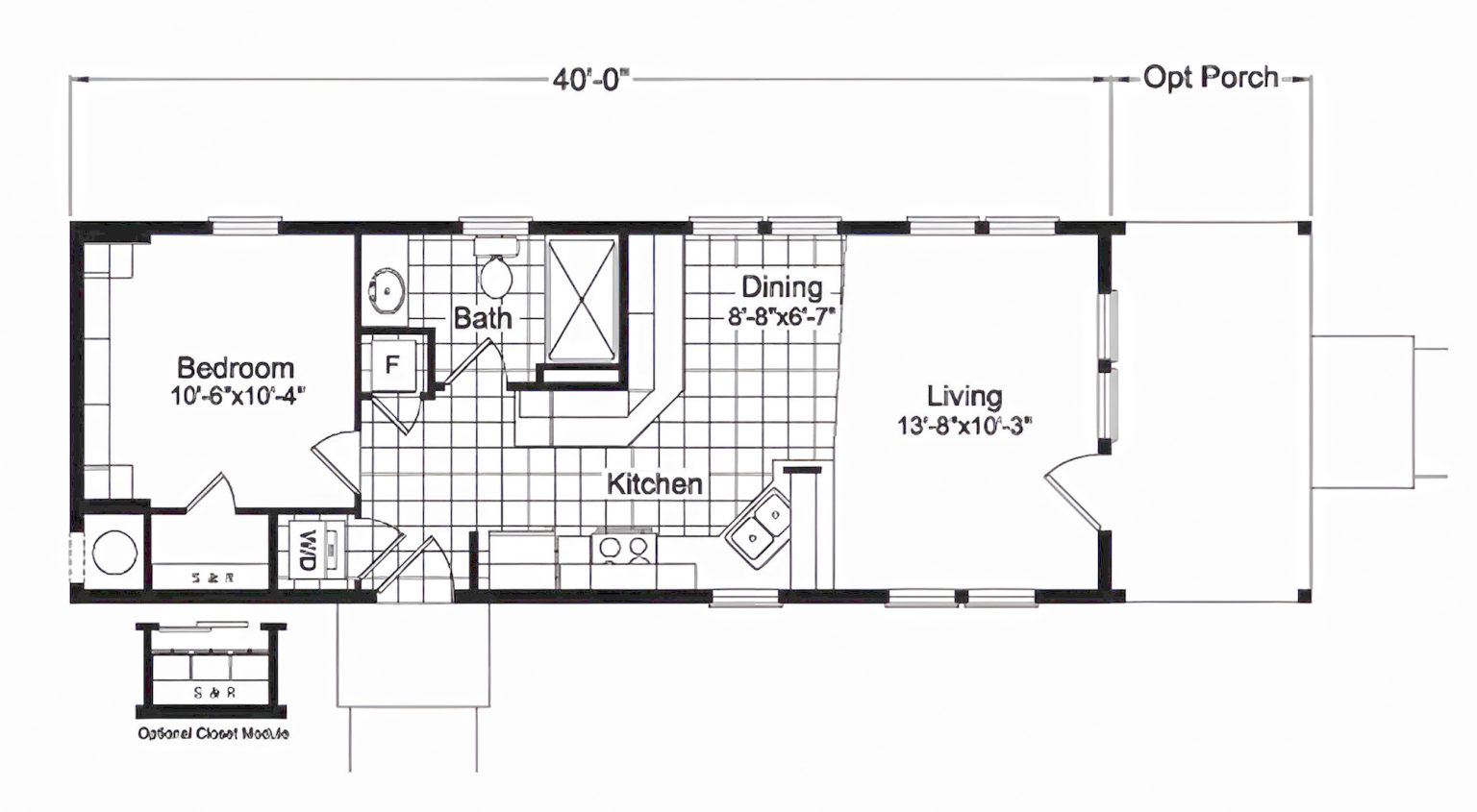 1 Bedroom Mobile Home Floor Plan