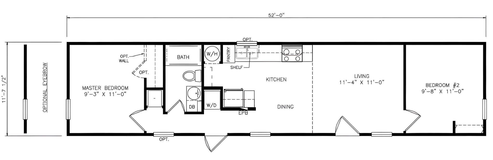 A Look Inside 2-Bedroom Single-Wide Mobile Home Layout