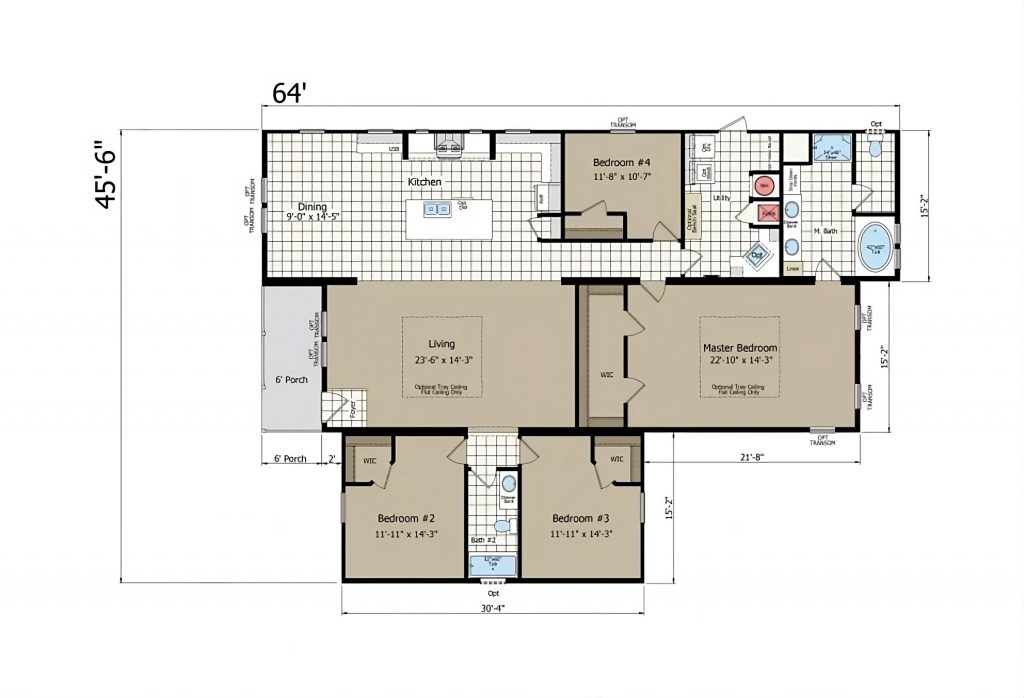 A Look Inside the 4 Beds 2 Baths Triple Wide Mobile Home