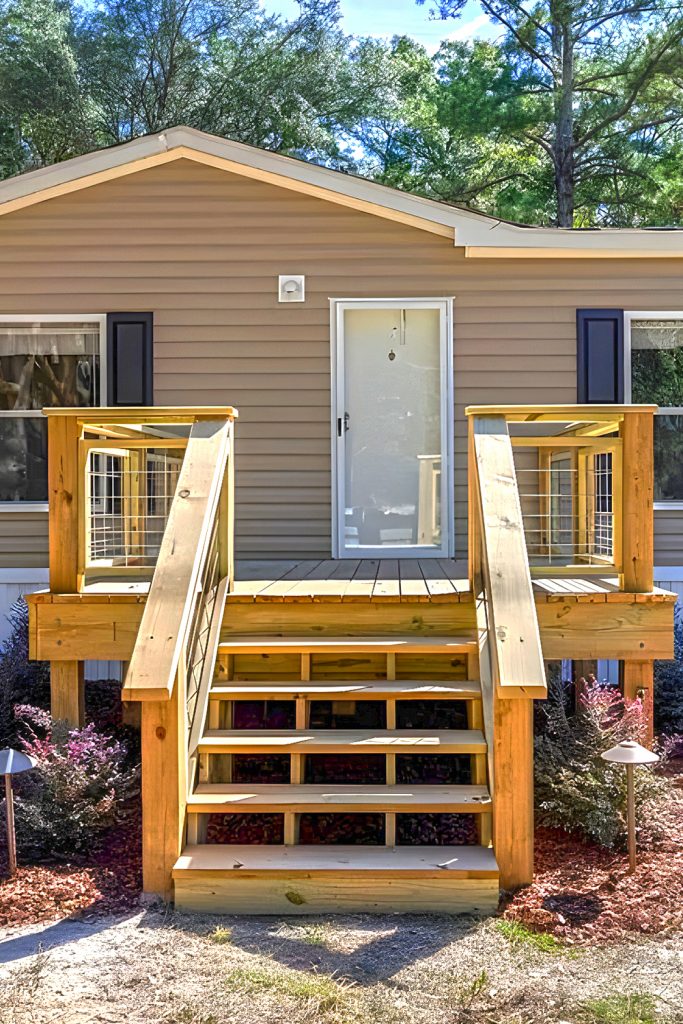 10 Gorgeous Mobile Home Wooden Steps Design Ideas