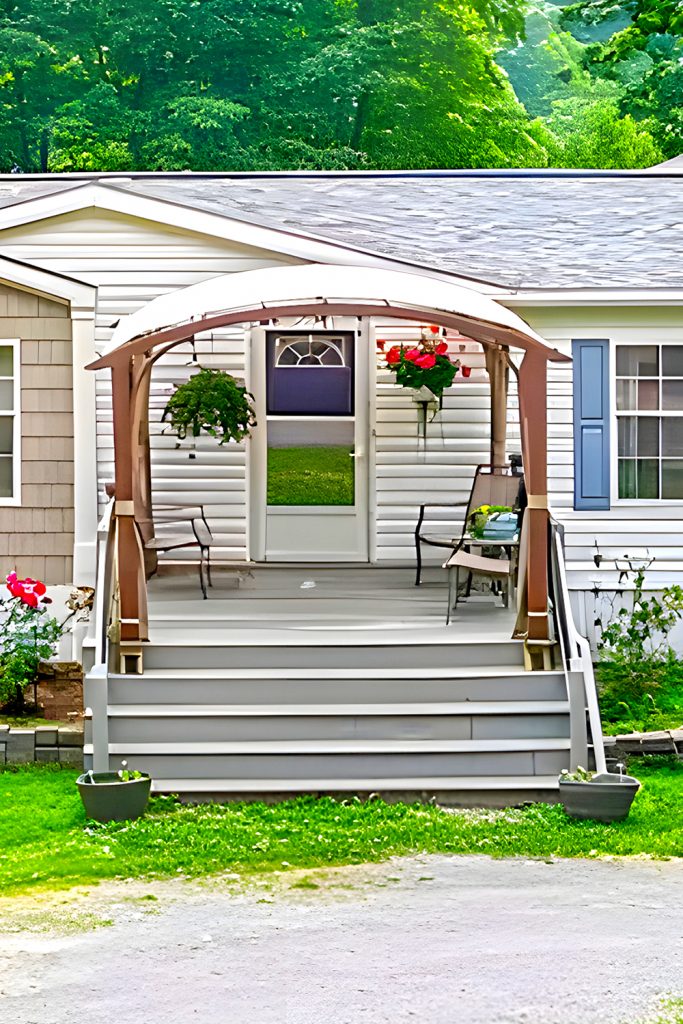 A Cozy Mobile Home Porch That Blends Rustic Charm with Modern Comfort